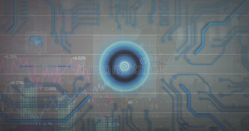 Image of Round Scanner and Microprocessor Connections Against Aerial ...