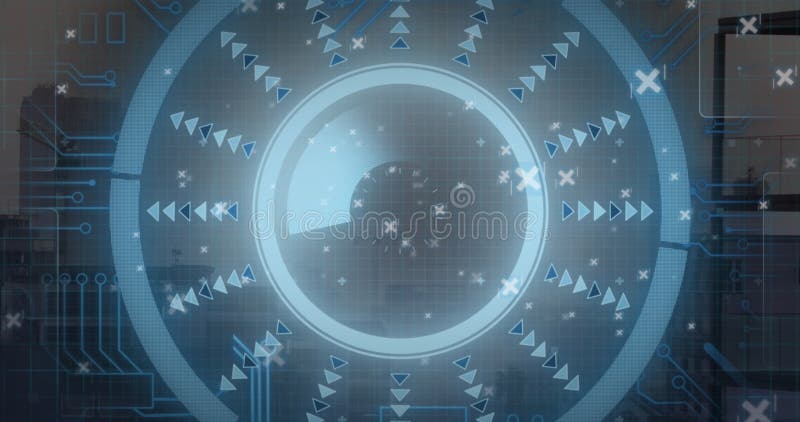 Image of Round Scanner and Microprocessor Connections Against Aerial ...