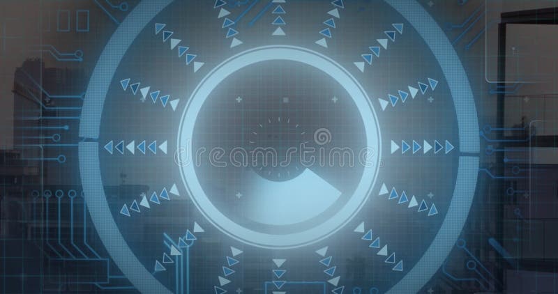Image of Round Scanner and Microprocessor Connections Against Aerial ...