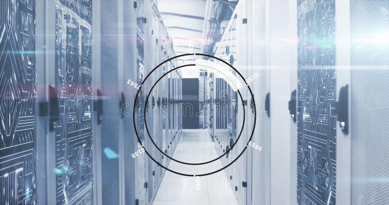 Image of Round Scanner and Microprocessor Connections Against Computer ...