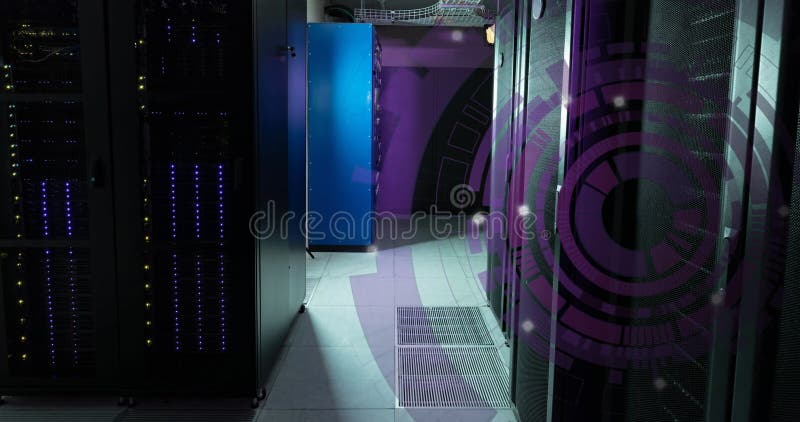Image of Round Scanner Spinning Against Computer Server Room Stock ...