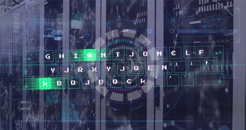 Image of Round Scanner, Virtual Keyboard and Network of Connections ...