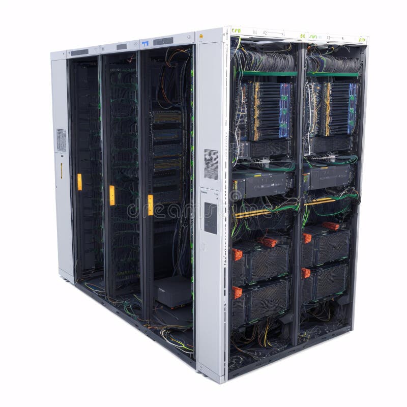 Data Center or Server Room with Servers of Information Cloud Storage. Server Racks in a Computer ...