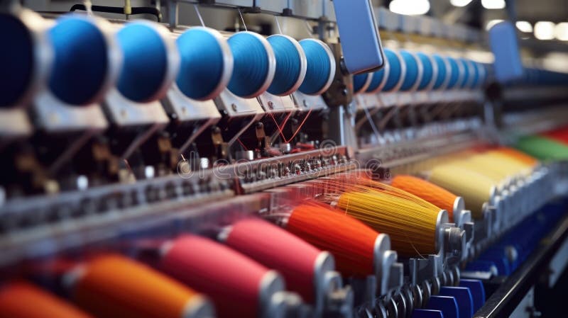 Image of a Row of Spools of Thread in a Machine. Ideal for Textile ...