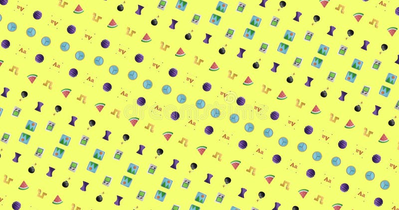 Image of Rows of Pattern Moving on Yellow Background Stock Illustration ...