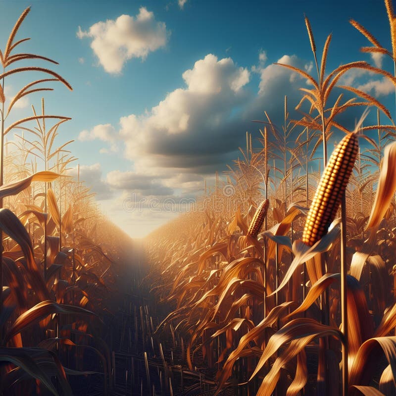 Image of a Runner in the Cornfield Stock Illustration - Illustration of ...