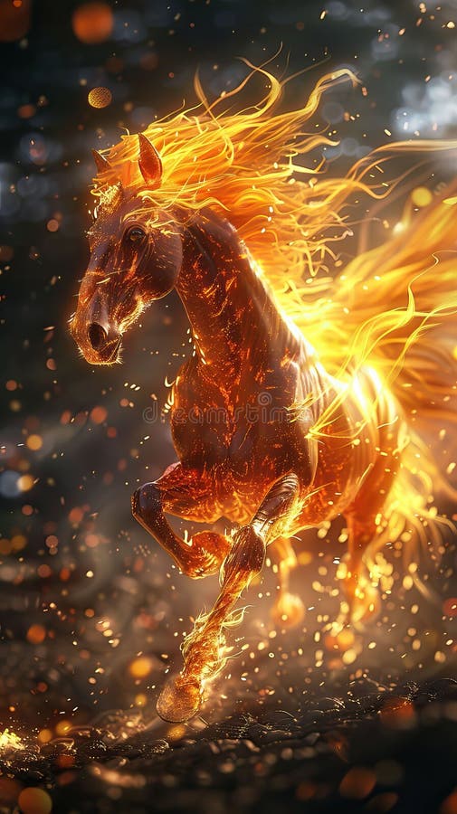 Fire horse image stock illustration. Illustration of reflection - 334635038