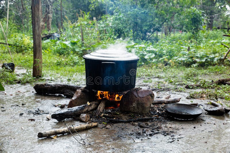 Image of Rural Cooking in the Open. Traditional Way of Cooking Stock ...