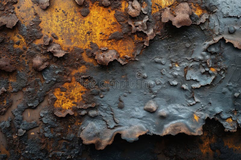 The Image is of a Rusted Metal Surface with a Lot of Black and Brown ...