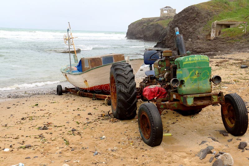 Image an Rusty Tractor with a Boat on the Trailer Stock Image - Image ...