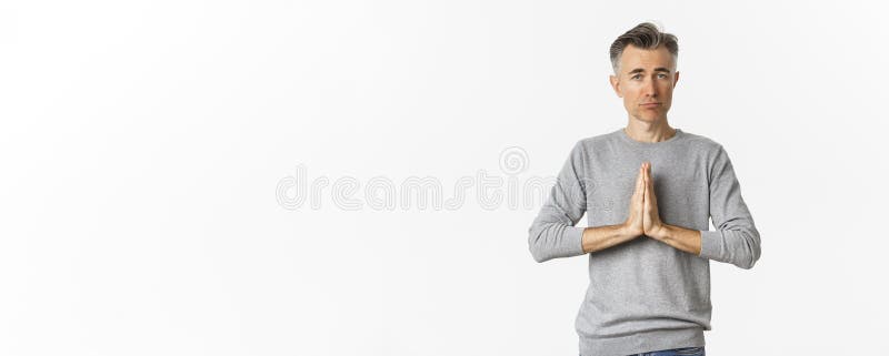 Image of Sad Middle-aged Man Begging for Help, Need Something and ...