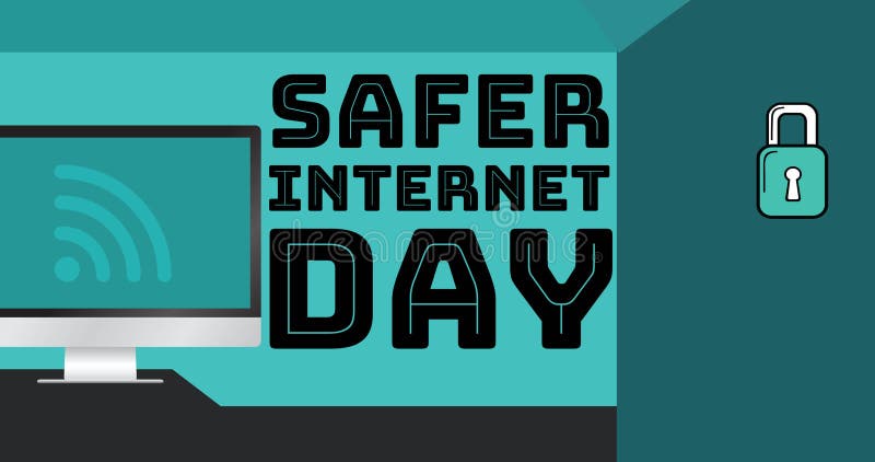 Image of Safer Internet Day Text Over Icons and Blue Background Stock ...