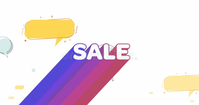 Image of Sale Text Over Multiple Speech Bubbles Against White ...