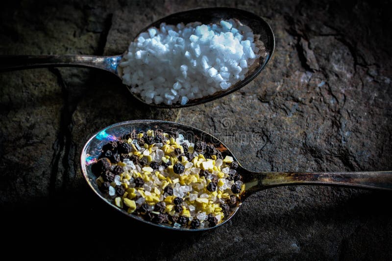An Image of Salt and Pepper on Stone Stock Photo - Image of abstract ...