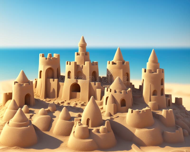 A Sandcastle with a Castle in the Middle. Stock Photo - Image of ...