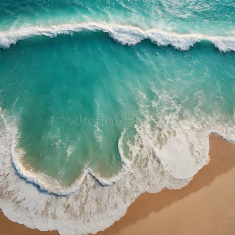 Image of the Sandy Beach and Beautiful Waves from Top Down View. Stock ...