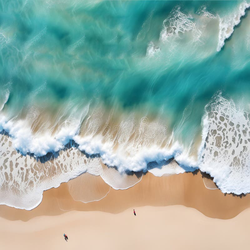 Image of the Sandy Beach and Beautiful Waves from Top Down View. Stock ...