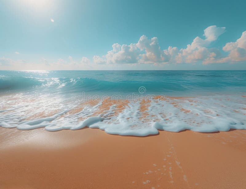 An Image of a Sandy Beach with the Ocean Behind Stock Photo - Image of ...