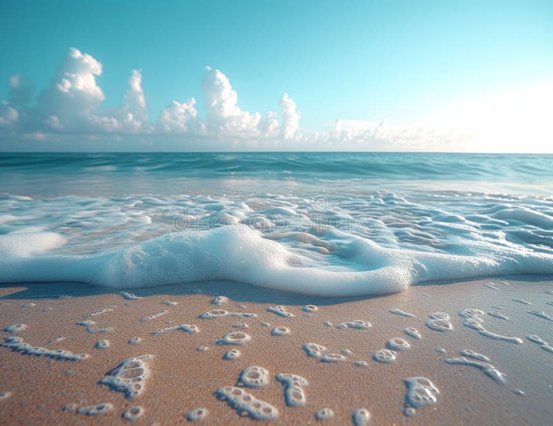 An Image of a Sandy Beach with the Ocean Behind Stock Photo - Image of ...