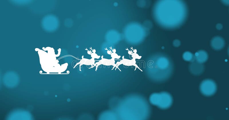 Image of Santa Sleigh Over Lights on Blue Background Stock Illustration ...