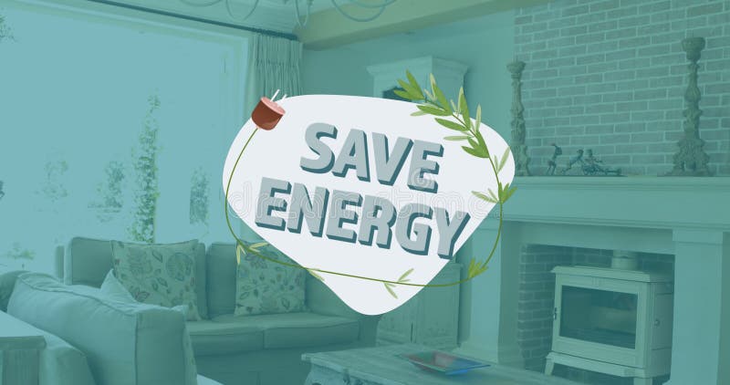 Image of Save Energy Text Over Interior Stock Illustration ...