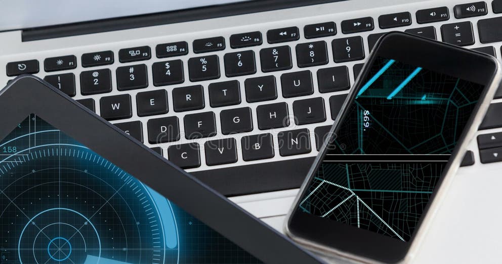 Image of Scanner and Processing Data on Screens of Tablet and ...