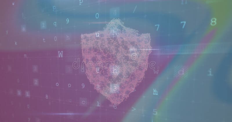 Image of Scanning, Virus Warning Over Shield with Padlock and Pastel ...