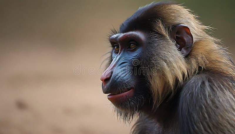 The Scary Face of a Mandrill Monkey Stock Illustration - Illustration ...