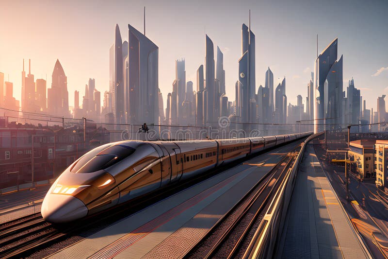 Image of Scene of the Futuristic High Speed Railway System and Station ...