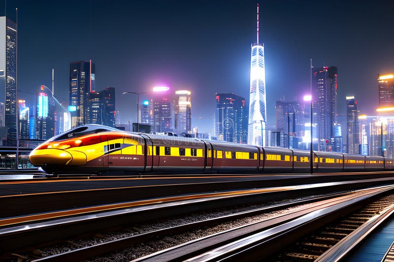 Image of Scene of the Futuristic High Speed Railway System and Station ...