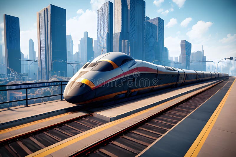 Image of Scene of the Futuristic High Speed Railway System and Station ...