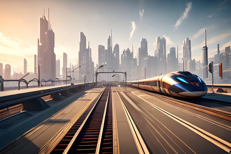 Image of Scene of the Futuristic High Speed Railway System and Station ...