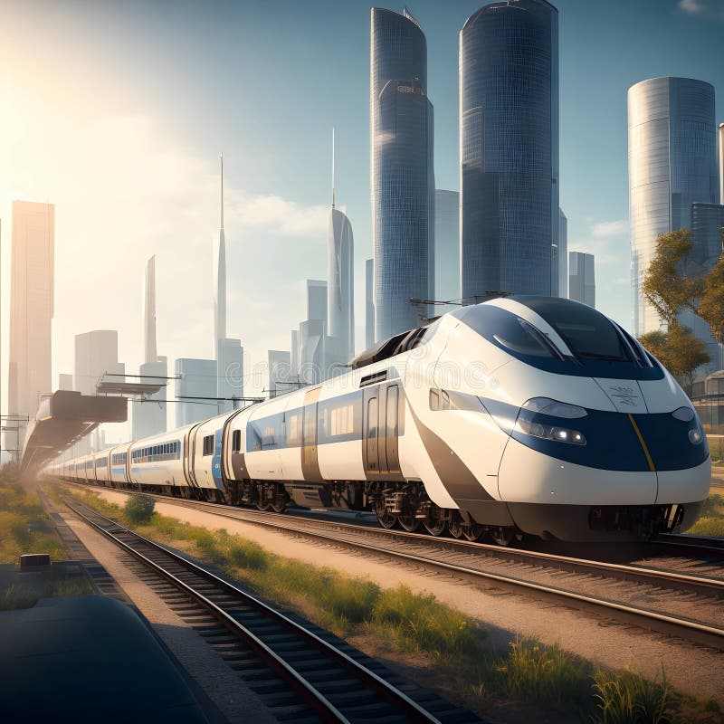 Image of Scene of the Futuristic High Speed Railway System and Station ...