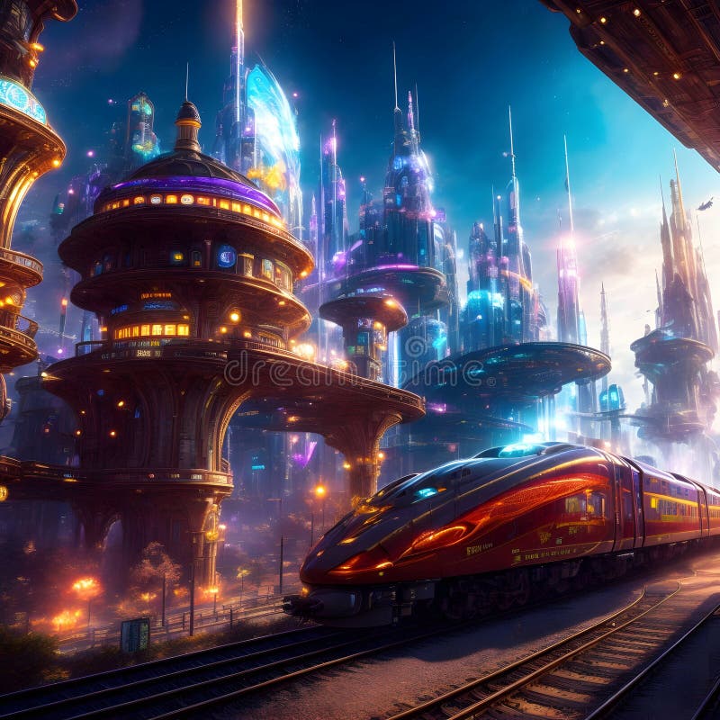 Image of Scene of the Futuristic High Speed Railway System and Station ...