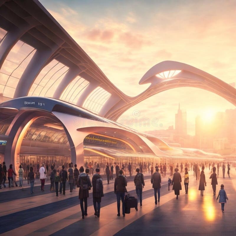 Image of Scene of the Futuristic High Speed Railway System and Station ...