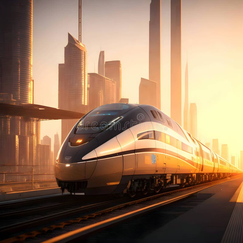 Image of Scene of the Futuristic High Speed Railway System and Station ...