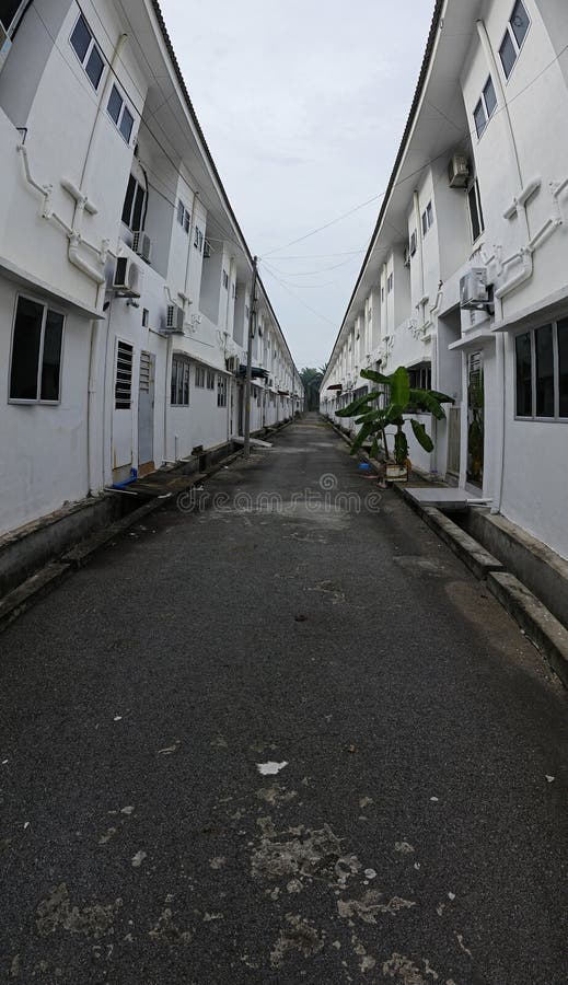 Scene Symmetrical Back Alley of the Double Storey Buildings Block ...