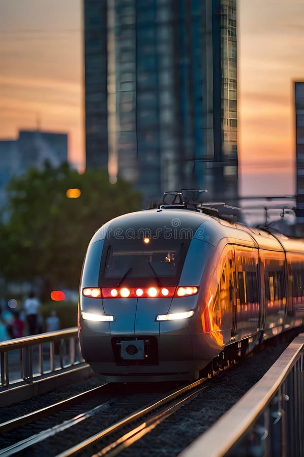 A Picture Illustration of a Train Traveling at Medium Speed Stock ...