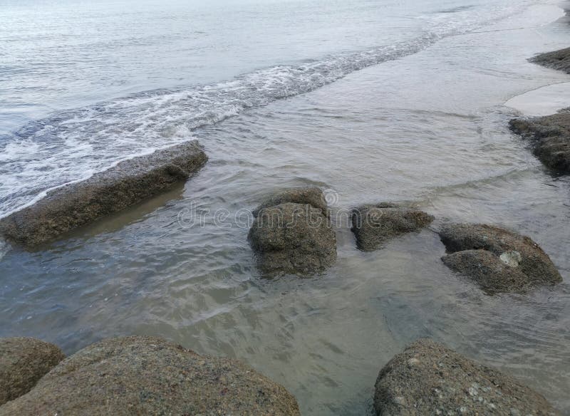Scenery of Beautiful Rocky Beach Stock Image - Image of boulder ...