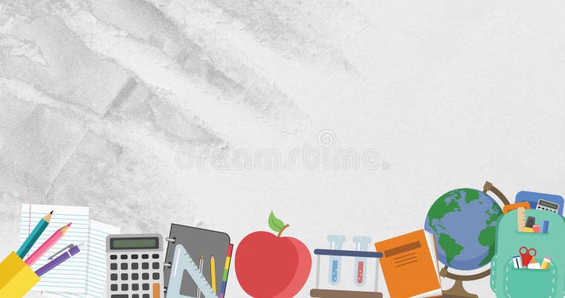 Image of School Icons Over Paper Collage, Copy Space Stock Illustration ...