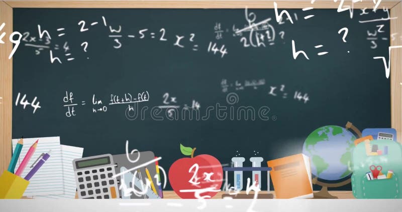 Image of School Items Icons Over Mathematical Equations Stock ...