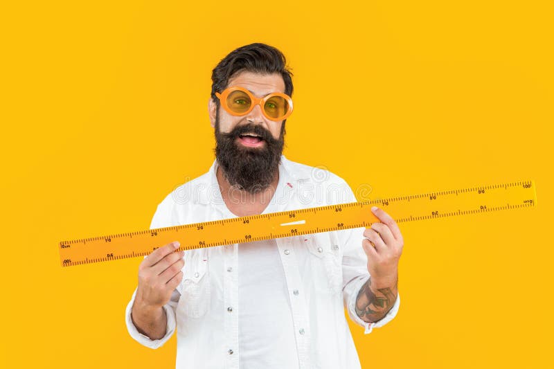 Image of School Man Measure with Ruler. School Man Measure with Ruler ...