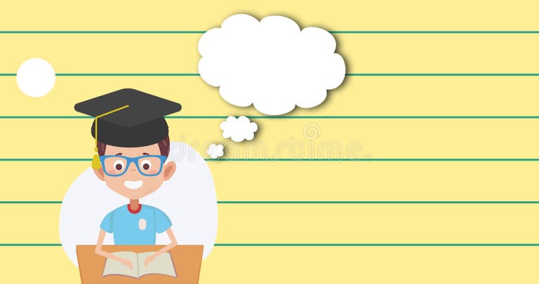 Image of Schoolboy with Graduation Hat with Speech Bubble with Copy ...