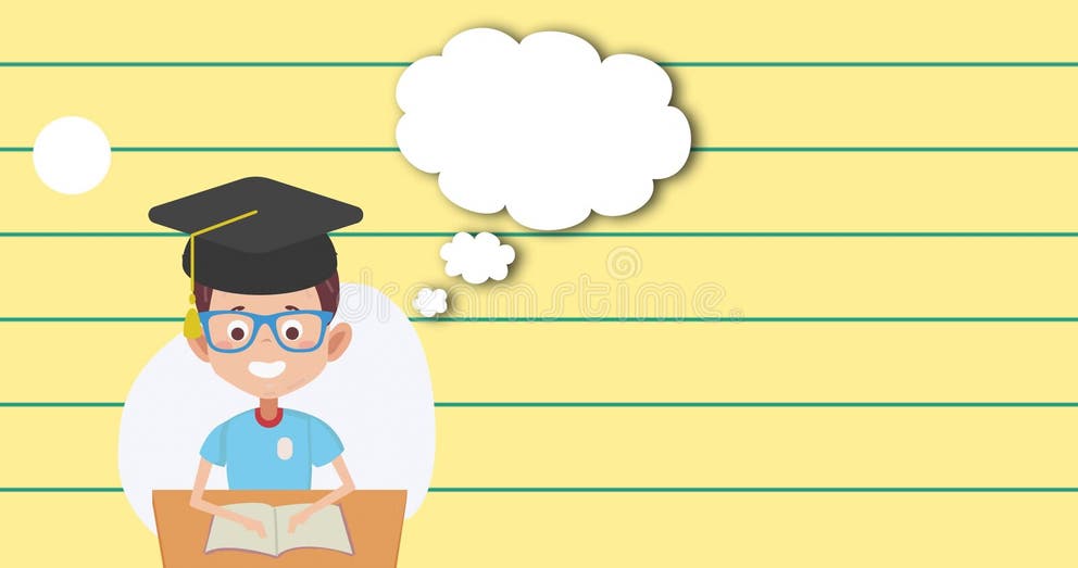 Image of Schoolboy with Graduation Hat with Speech Bubble with Copy ...