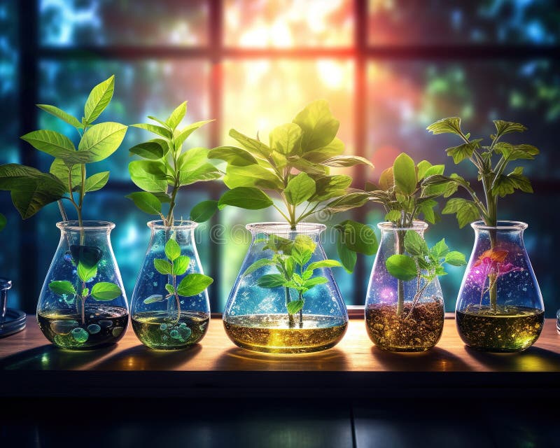 Science and Biotechnology Concept Growing of Plant in Laboratory. Stock ...