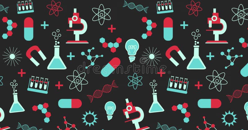 Image of Science Concept Icons with Copy Space on Black Background ...