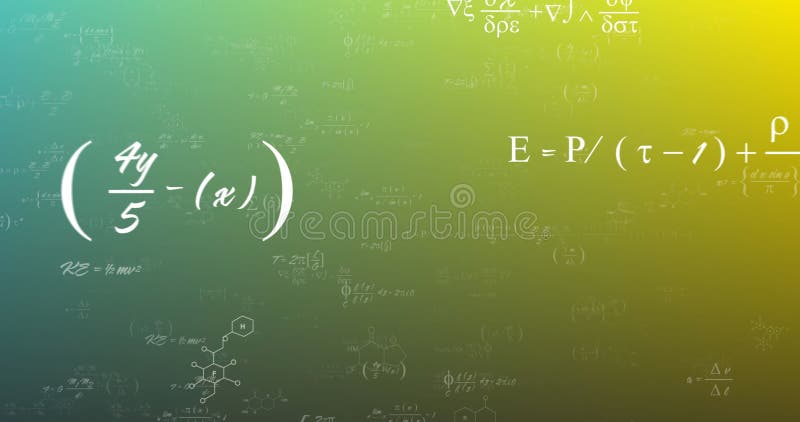 Image of Science Concept Icons and Mathematical Equations Against Green ...