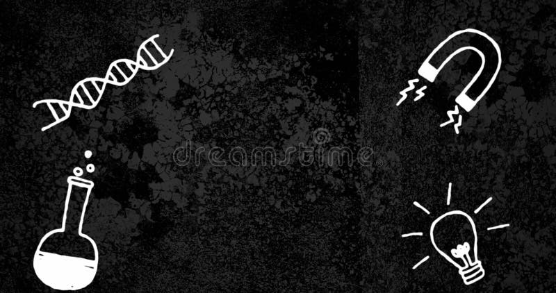 Image of Science Concept Icons Over Changing Grunge Effect on Black ...