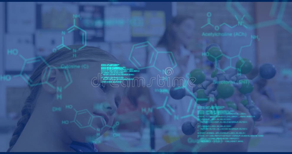 Image of Science Data Processing Over Caucasian Schoolgirl Stock Image ...