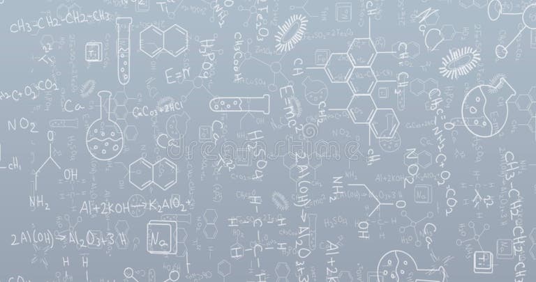Image of Science Icons and Mathematical Equations Over Grey Background ...